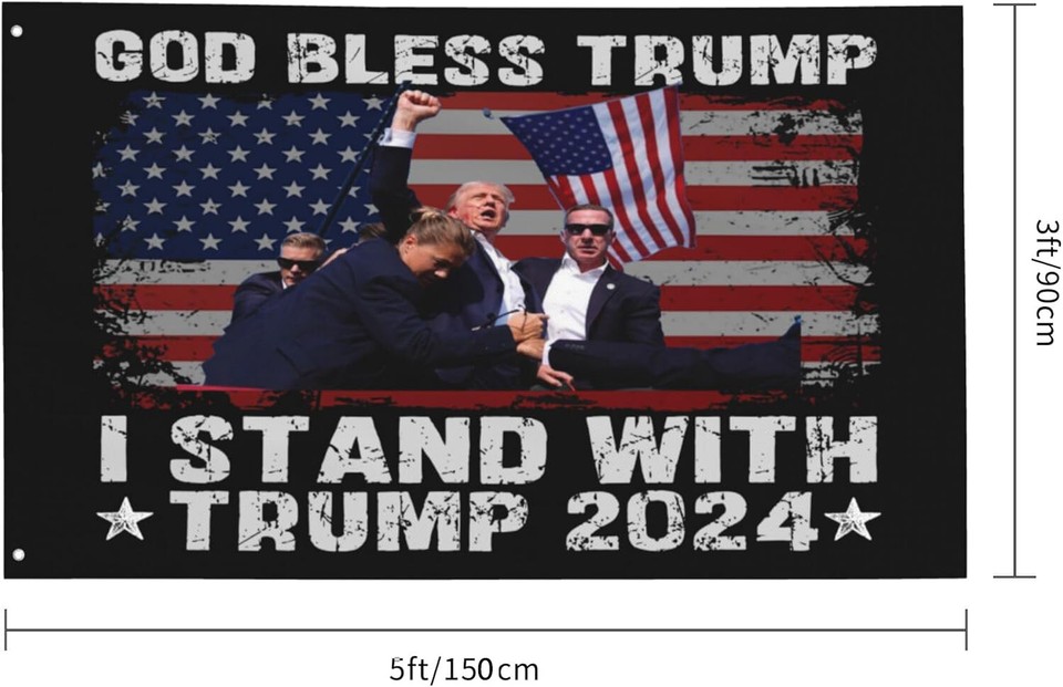 God Bless Trump Flag I Stand With Trump 2024 Shooting Makes Me Stronger ...