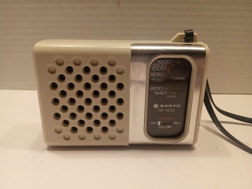 Vintage Sanyo RP 1250 Transistor Portable Pocket Radio + wrist strap ...