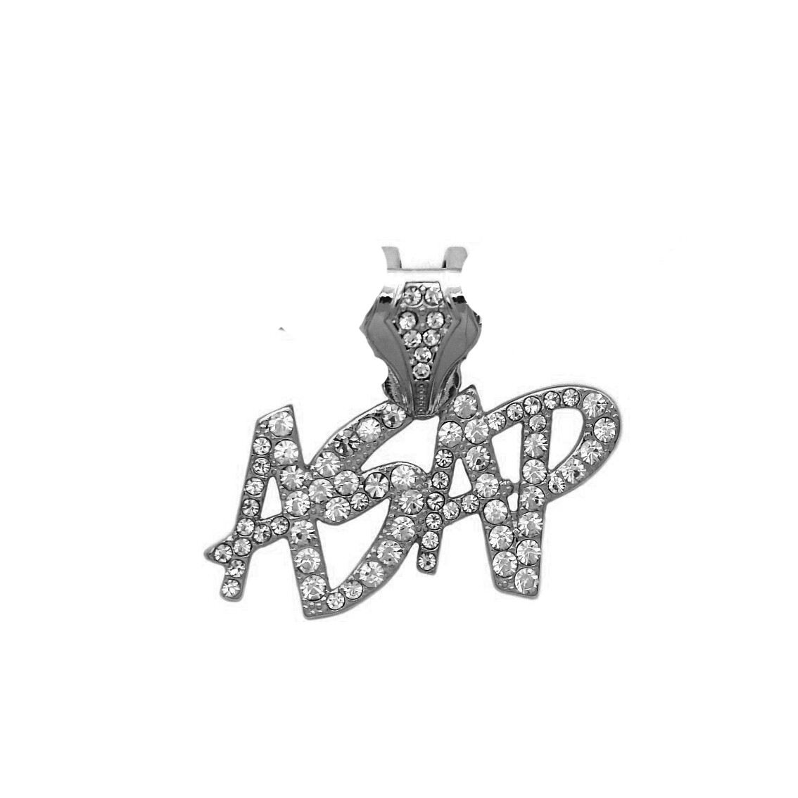Hip Hop Silver PT ASAP Bling Charm Pendant & Iced Box Lock Cuban Chain ...