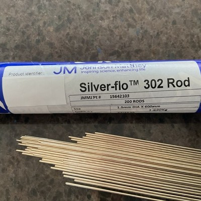3 x JM Silver-flo 302 Johnson Matthey Silver Solder 1.5mm x 600 3 Rods ...