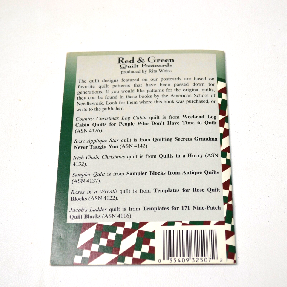 Vintage Unused 1993 Rita Weiss Red Green Quilt Postcards New | eBay