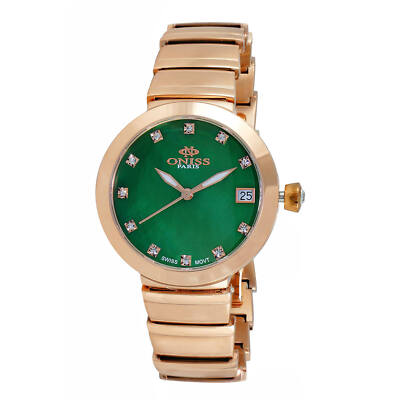 Oniss Women's Watch Prima Green Dial Plated Steel Bracelet ON5559-30 ...