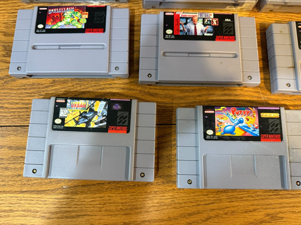 Super Nintendo SNES Video Game Console Bundle 15 Games Earthworm Jim ...