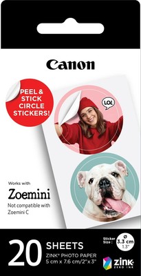 Canon ZINK Pre-Cut Circle Sticker Pack, 20 sheets 20 Sheets Single | eBay