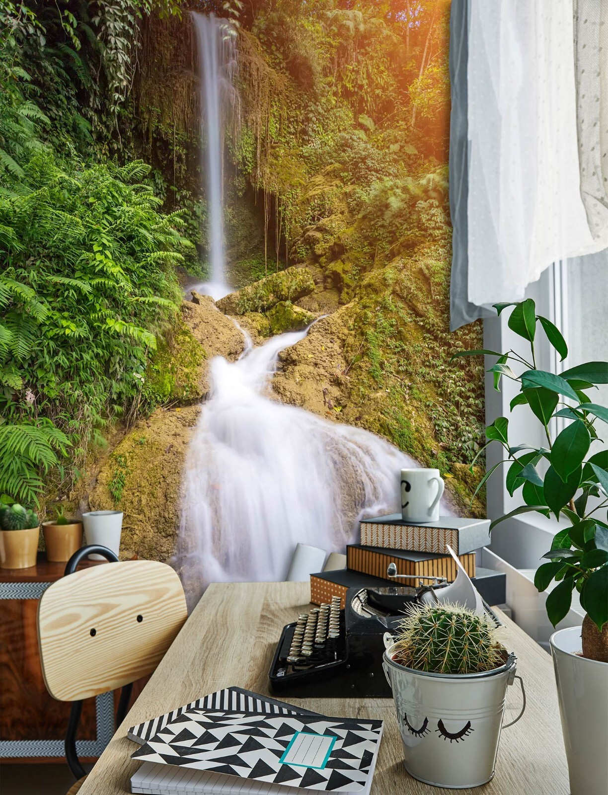 3D Waterfall River Leaves 49353NA Wallpaper Wall Murals Removable ...