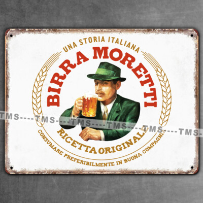 BIRRA MORETTI BEER ITALIAN TIN SIGN RETRO BAR VINTAGE METAL PUB PLAQUE ...