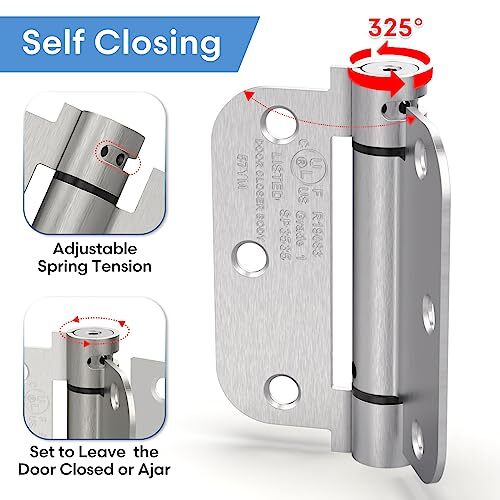 Self Closing Door Hinges, Auto Closing Spring Hinges with Adjustable ...