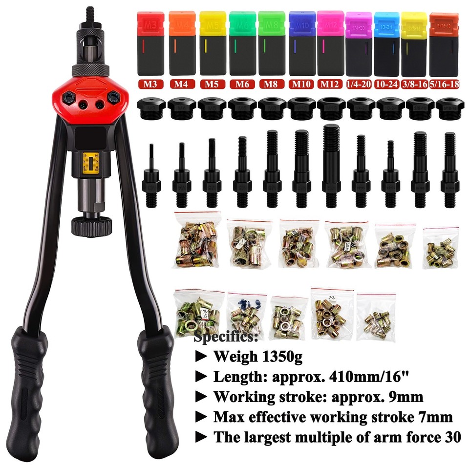 16'' Rivet Gun Kit Rivnut Thread Setting Tool Nut Setter NutSert Metric ...