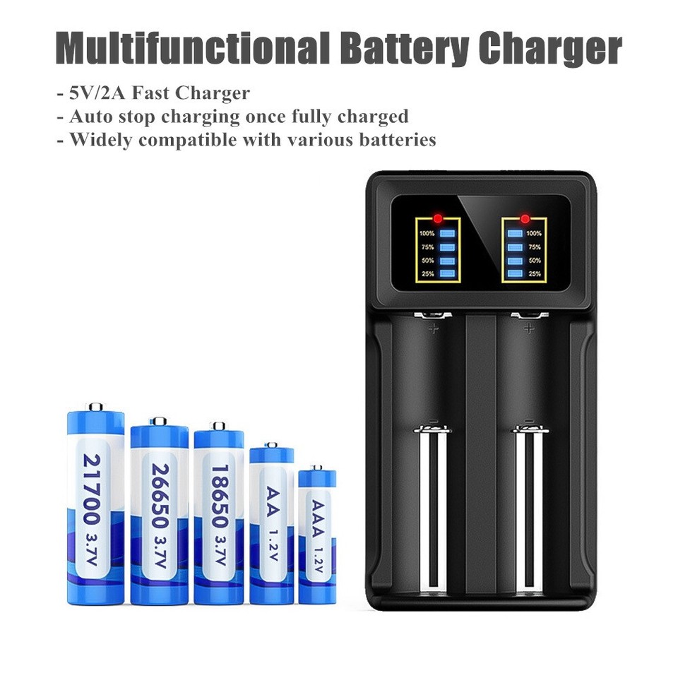 USB Battery Charger LED Display Li-ion Ni-MH Ni-CD 14500 18650 32650 AA ...