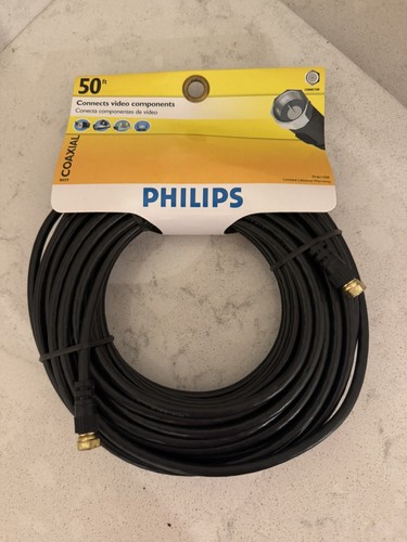 Phillips Black Coaxial Quality Cable 50Ft Connect Video Components USA ...
