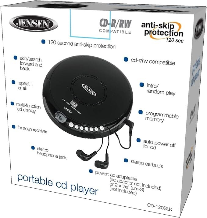 Jensen Portable Portable Personal CD Player Compact 120 SEC Anti-Skip ...