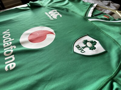 Ireland Rugby (IRFU) Jersey—Adult Medium—Canterbury/GREEN/Vodafone—WORN ...