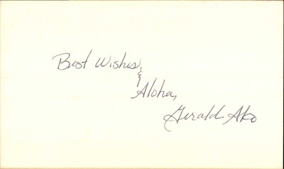 Gerald Ako Signed 3x5 Index Card Cut 1977-81 Rieleros de Aguascalientes ...