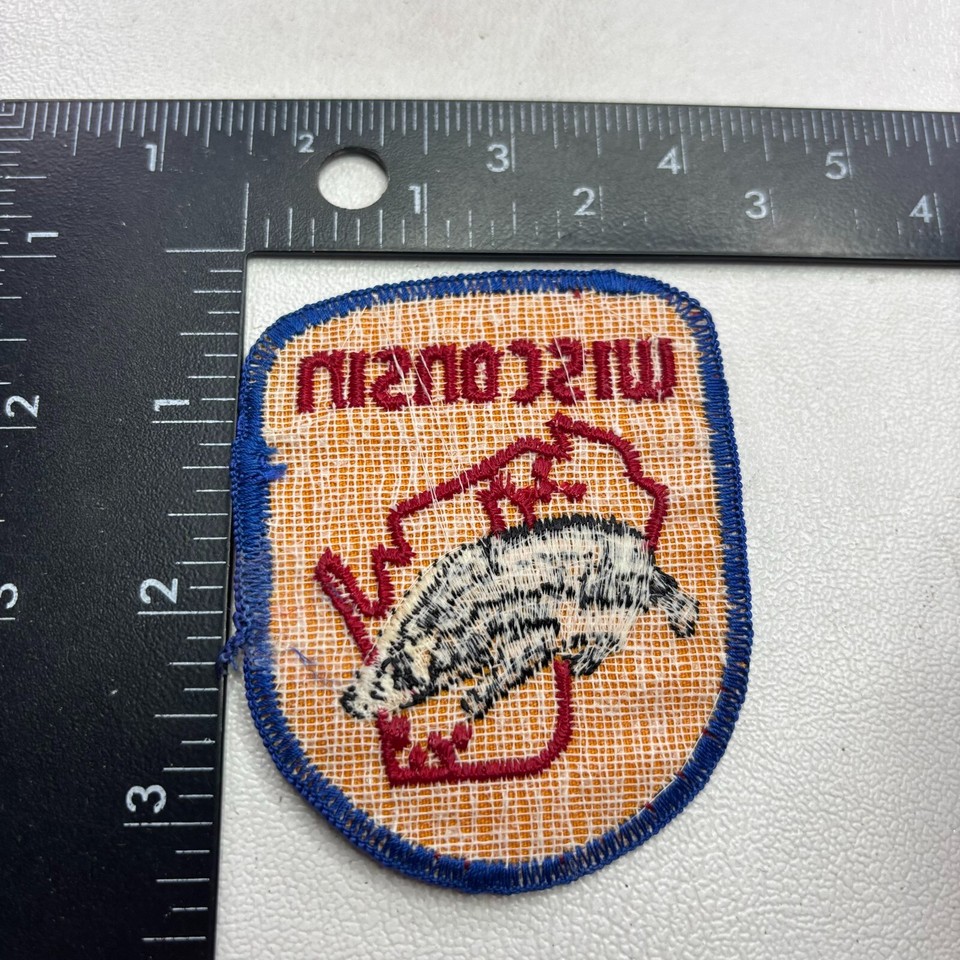 Vintage c 1980s WISCONSIN BADGER On State Map Shape Patch (Travel ...