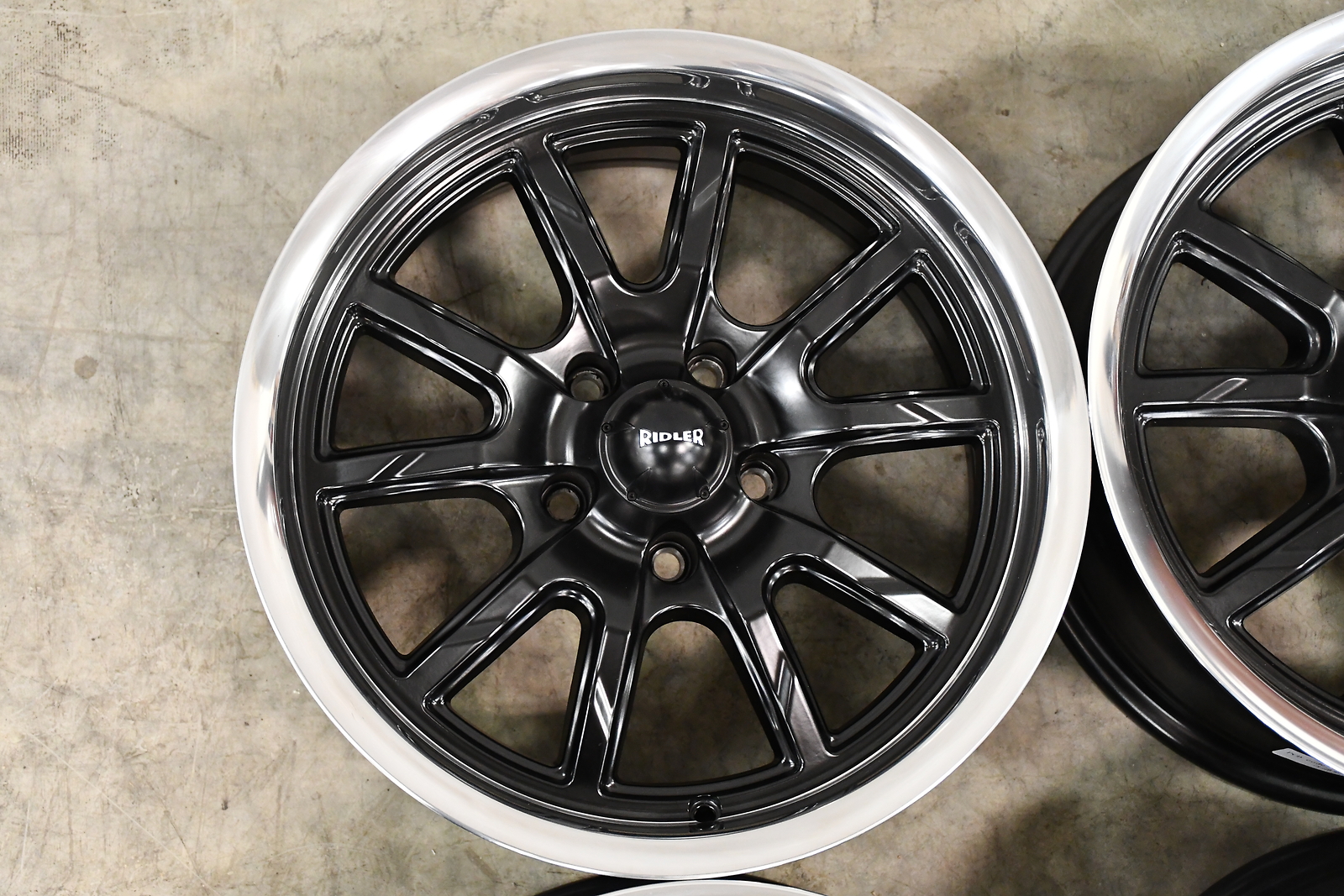 Set 4 17" Ridler 650 17x7 Matte Black Polished Lip 5x4.5 Wheels 0mm ...