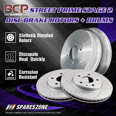 BCP Front+Rear Slotted Brake Rotors Drums for Nissan Cube Z11 Front ...