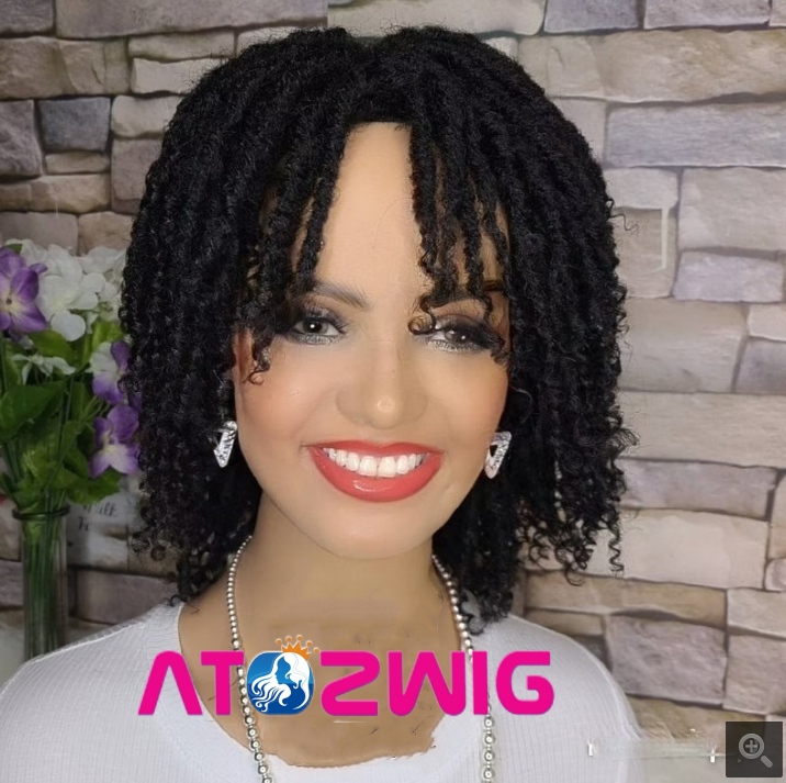 Short Black Dreadlock Wig for Women Twisted Braided Dreadlocks Wig Faux Locs USA | eBay