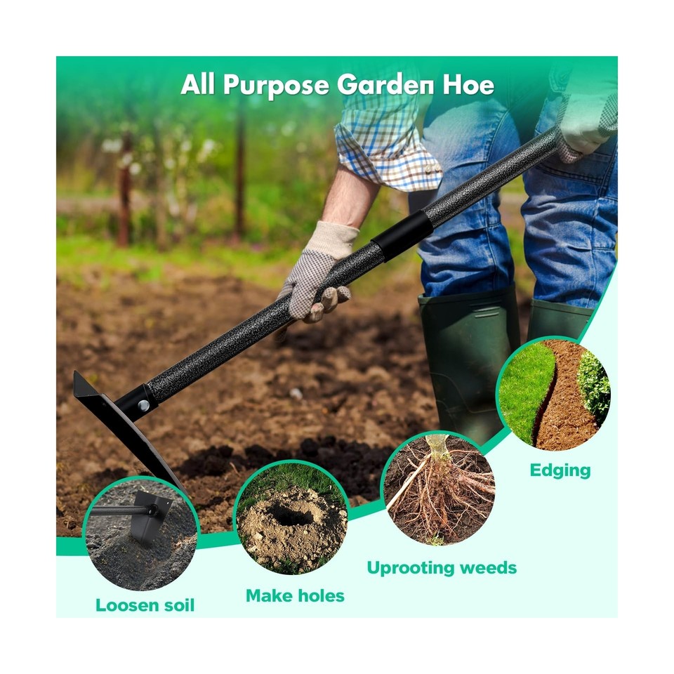 Hoe Garden Tool Long Handle, 60 Inch Long Triangle Hoe Manual Weeder ...