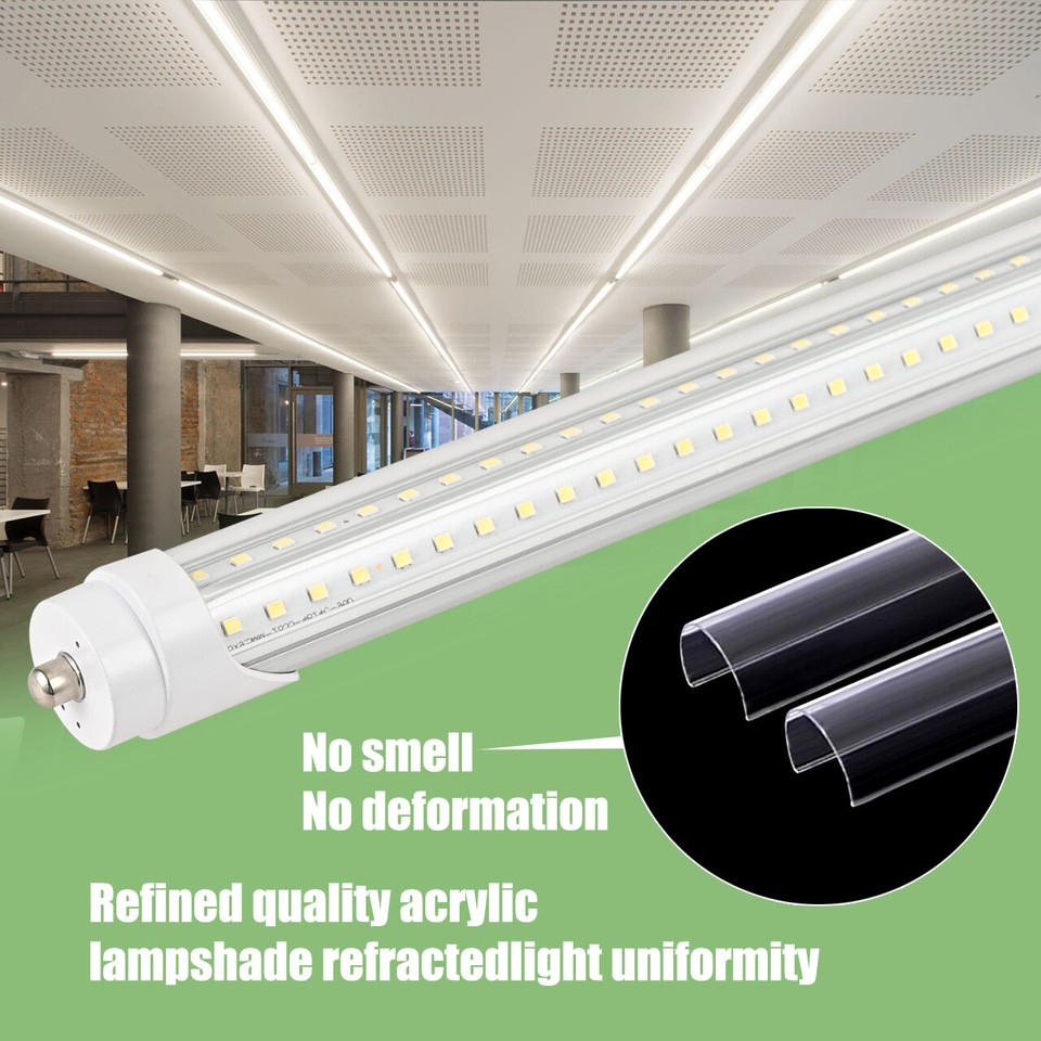 T8 Single Pin 4FT 5FT 6FT V-Shape LED Tube Light 6500K Clear Lens 6 ...