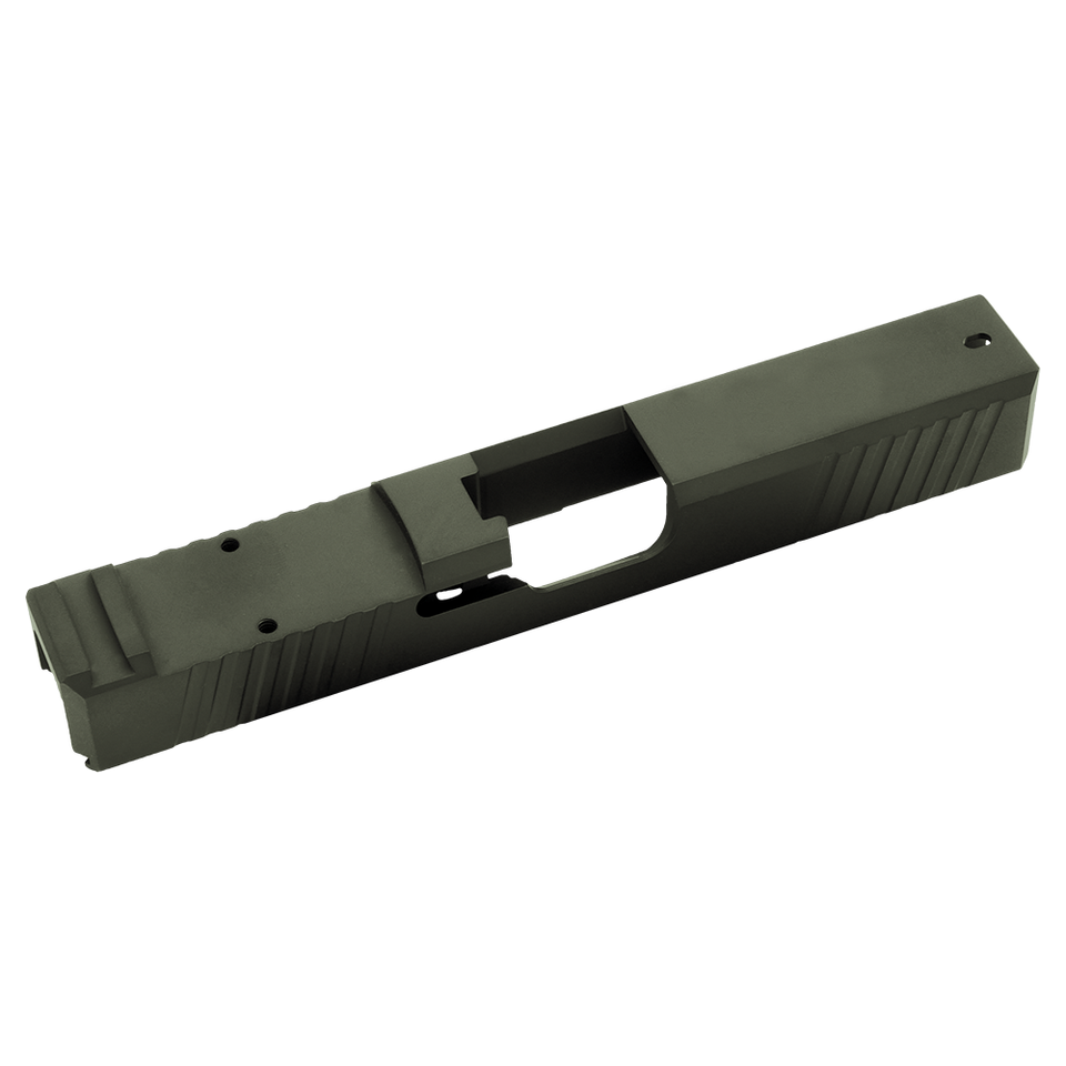 Slide for Glock 19 Gen 3 RMR Cut,Front and Rear Serration-OD GREEN w ...