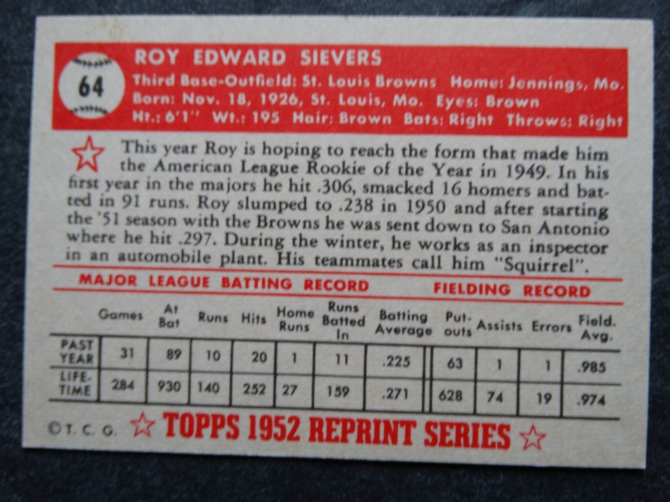 1983 Topps 1952 Reprints Baseball Cards Complete Your Set U Pick From ...