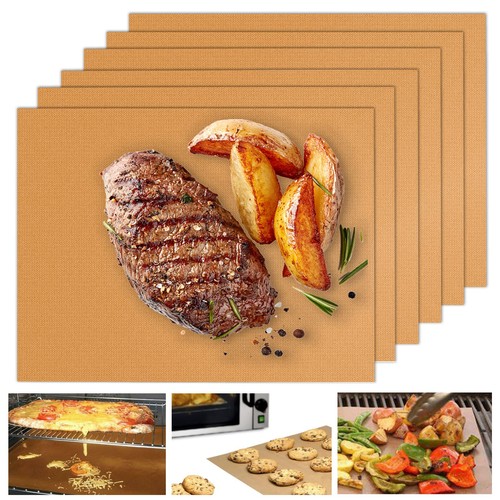 Copper Grill Mats, Set of 6 Heavy Duty Non-Stick BBQ & Baking Mats ...