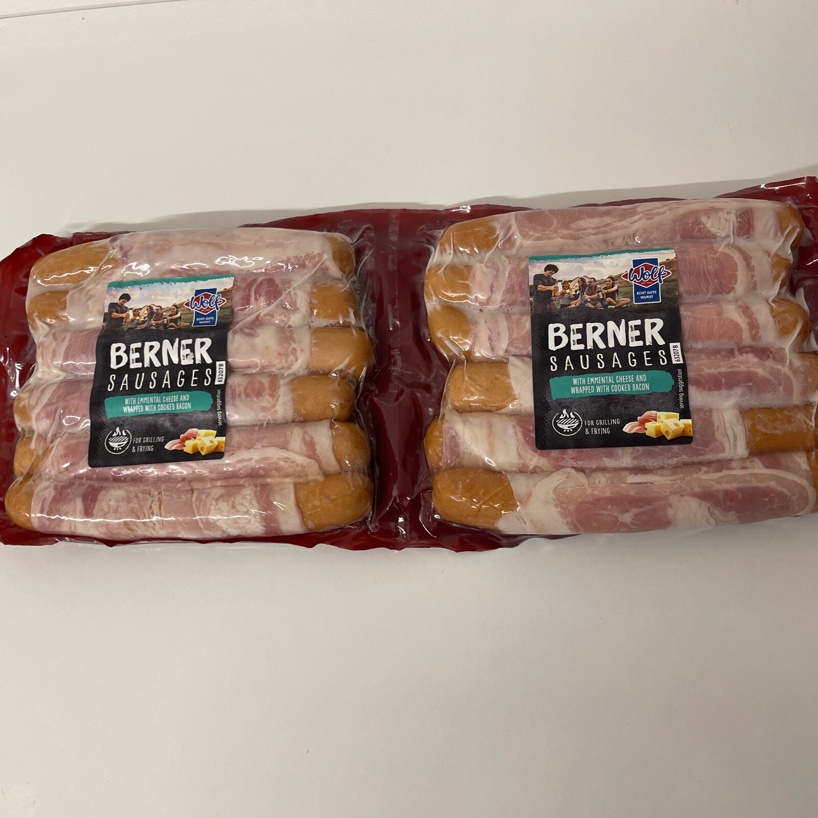 Berner German Pork Sausages 1kg Stuffed With Emmental Cheese Wrapped In ...