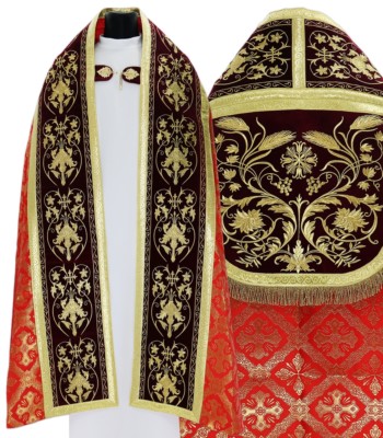 Red Roman Cope with stole KT557-AC50h19 Capa pluvial Roja Piviale Rosso ...