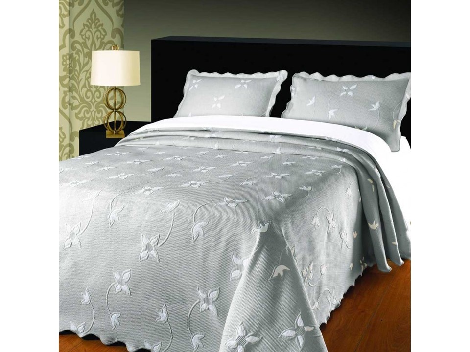 Elainer Julia Soft Touch Bedspread Floral Embroidered Cotton, Single ...