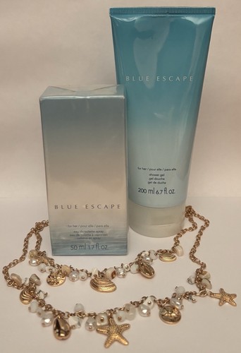 Avon Blue Escape For Her eau de toilette spray & shower gel + “pearly ...