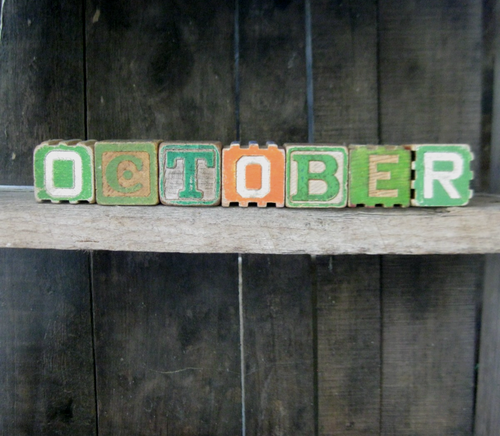 Antique Wood Alphabet ABC Blocks Spell OCTOBER | eBay