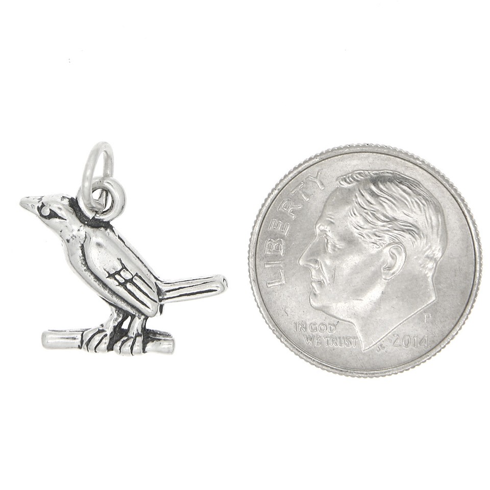 Sterling Silver Wren Bird on Branch Charm or Pendant | eBay