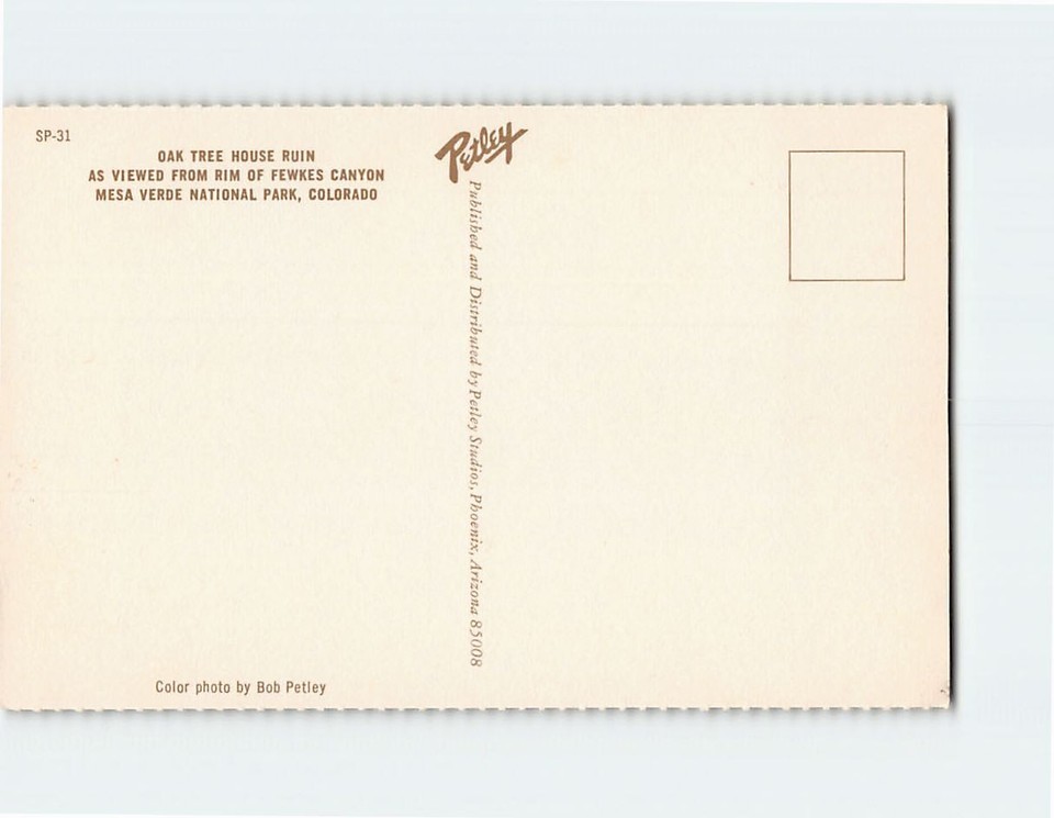 Postcard Oak Tree House Ruin Mesa Verde National Park Colorado USA ...