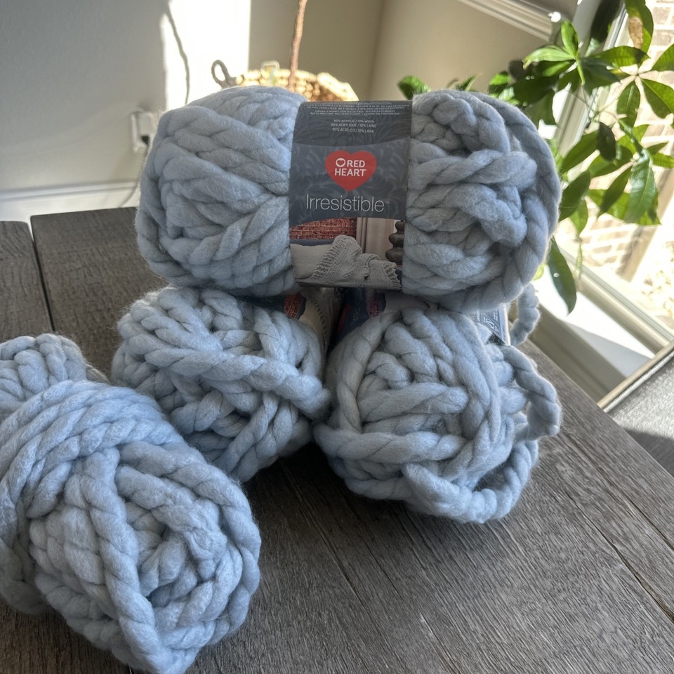 Red Heart - irresistible Yard- Color silver (lt blue) Plus Bonus Yarn ...