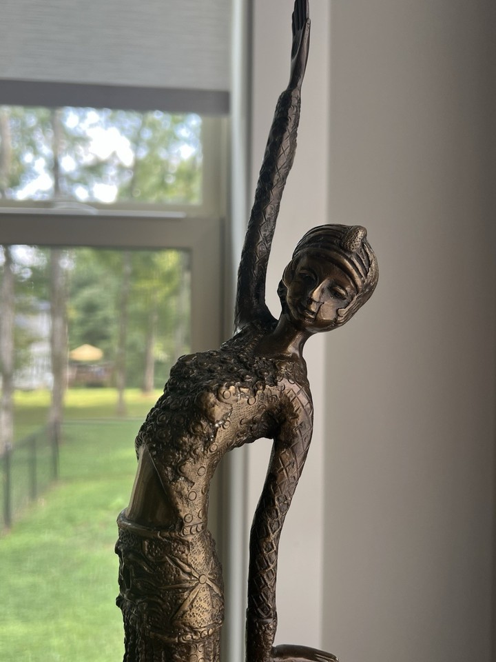 Statuesque and Graceful Bronze Art Deco Flapper Girl Dancer 17.5" Ht ...