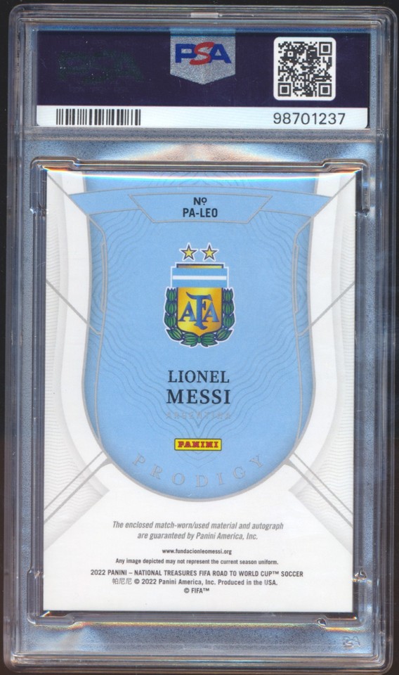 LIONEL MESSI 2022 National Treasures Ruby Prodigy GU Patch Auto /5 PSA ...