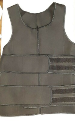 UNISEX NEOPRENE ZIP UP SAUNA SWEAT VEST W/ ADJUSTABLE STRAPS XL BLACK ...