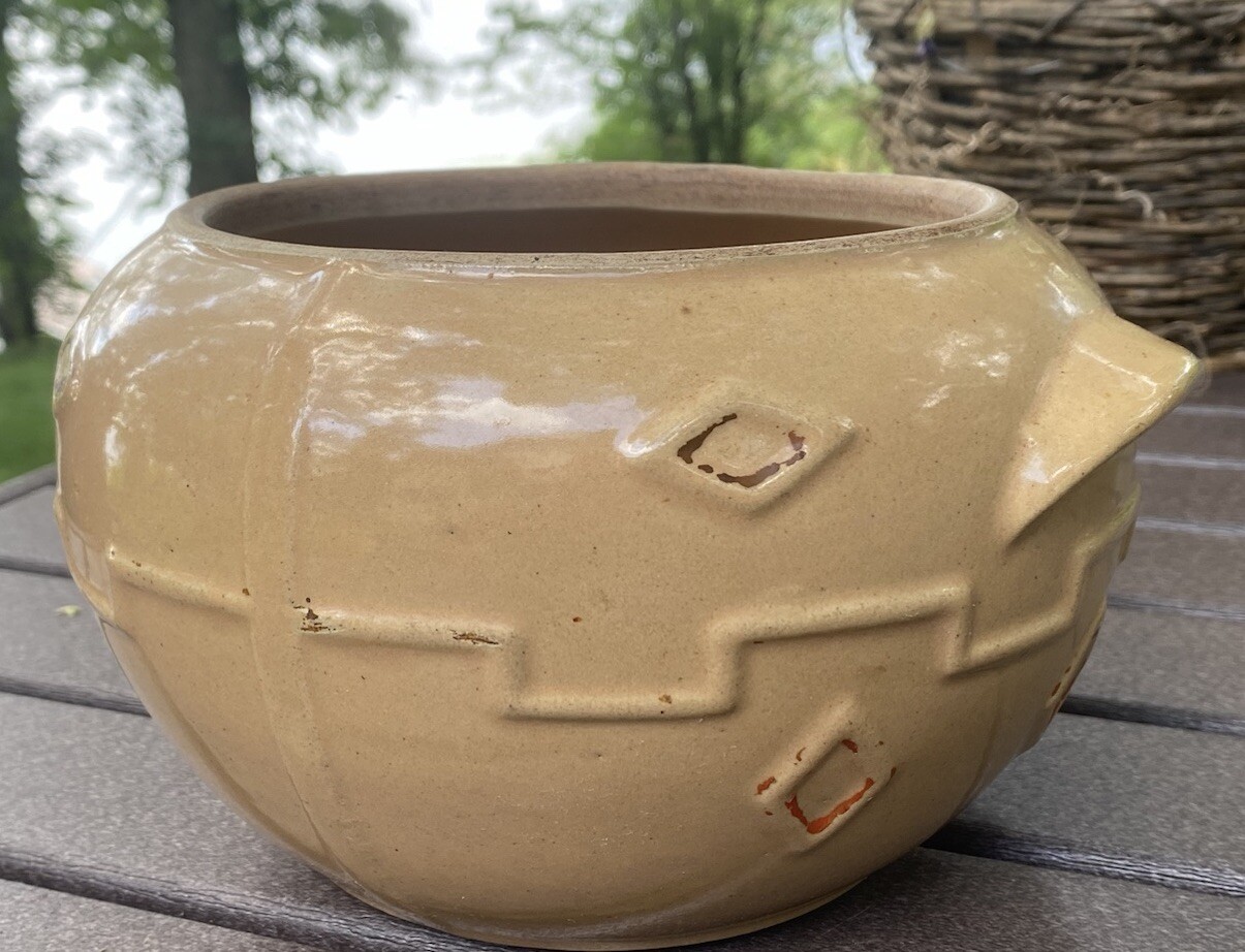 Vintage Brown Crock American Pottery Stoneware Geometric Design | eBay