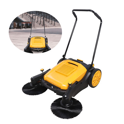 41"Hand Push Walk-Behind Sweeper Pavement Street Sweeping Tool Cleaner ...