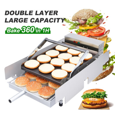 Stainless Steel Hot Dog Bread Baking Machine Table Electric Burger Buns ...