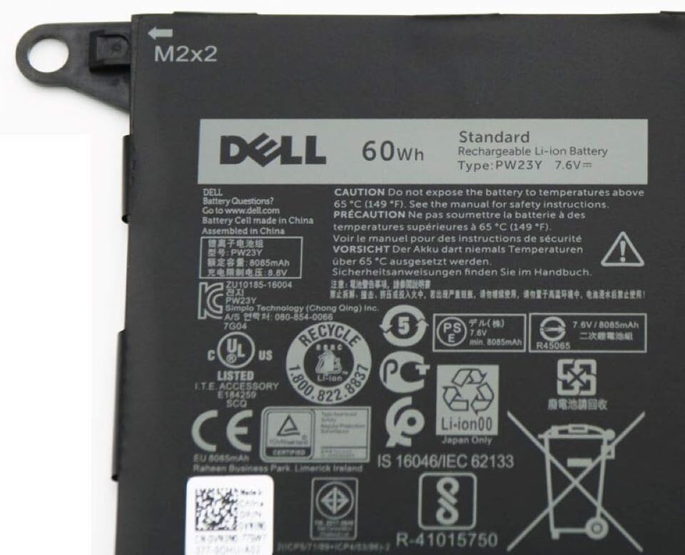 Genuine OEM PW23Y Battery for Dell XPS 13 9360 P54G002 D1605G D1609 ...