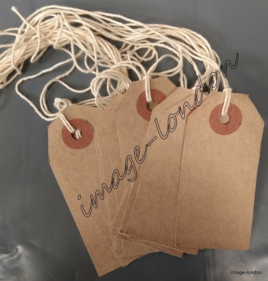 Manila Brown Buff Strung Tie On Tags Labels Retail Luggage tags with ...