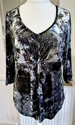 Per Una Size 20 Black Silver Devore Top | eBay UK