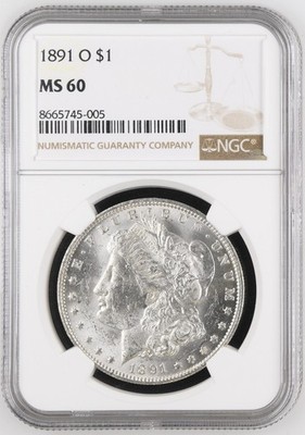 1891-O MORGAN SILVER DOLLAR NGC MS60 WOW TAKE A LOOK GREAT COIN BLAST ...