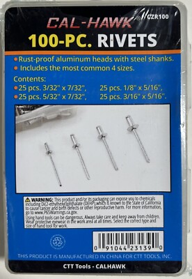 100 Pc Pop Rivet Assorted Set 3/32" 1/8" 5/32" 3/16" Aluminum Head ...