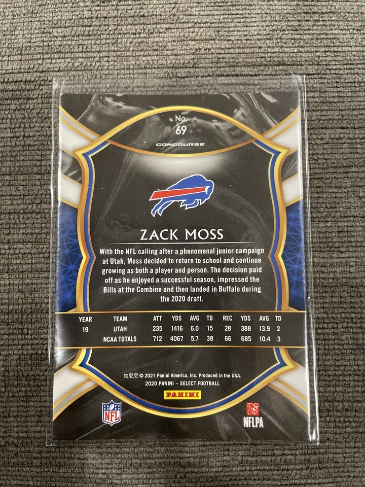 2020 Select ZACK MOSS Rookie Card - Concourse Base #69 - Bills | eBay