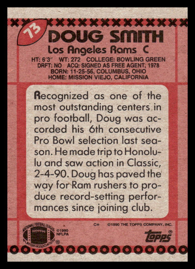 1990 Topps Doug Smith #73 Los Angeles Rams Football Card | eBay