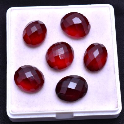 6 Pcs Natural Hessonite Garnet Oval Checker Cut 15mm-17mm Untreated ...