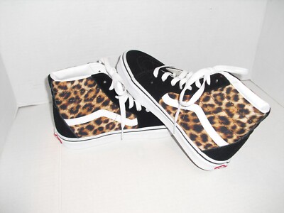 NEW VANS Hi Top Men's 5 Women's 6.5 Black & Animal Print Leopard ...