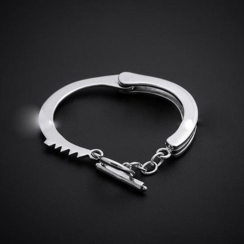 Real HandCuff Look With T- Bar Lock Men's Bracelet In 925 Solid ...